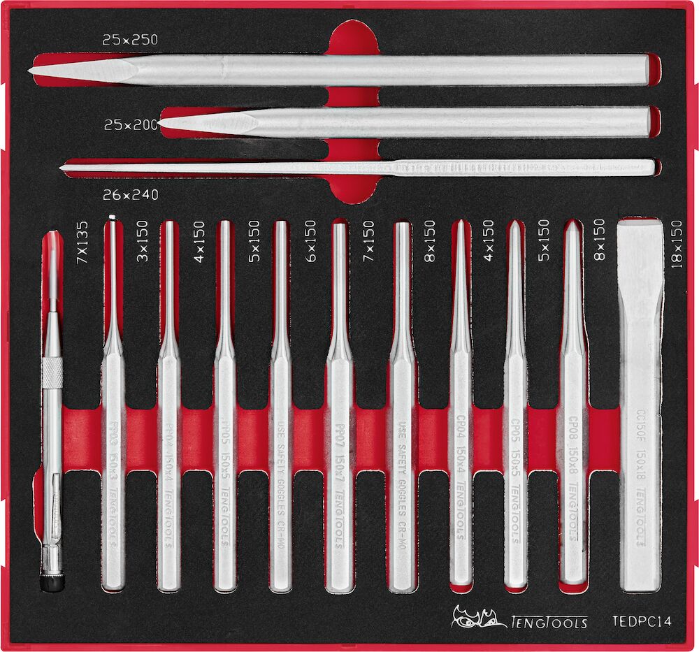 Punch & Chisel Set FOAM2 14 Pieces | TengTools