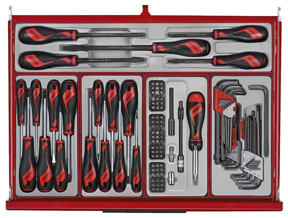 26" PRO35™ roller cabinet tool kit 628 pieces red | TengTools