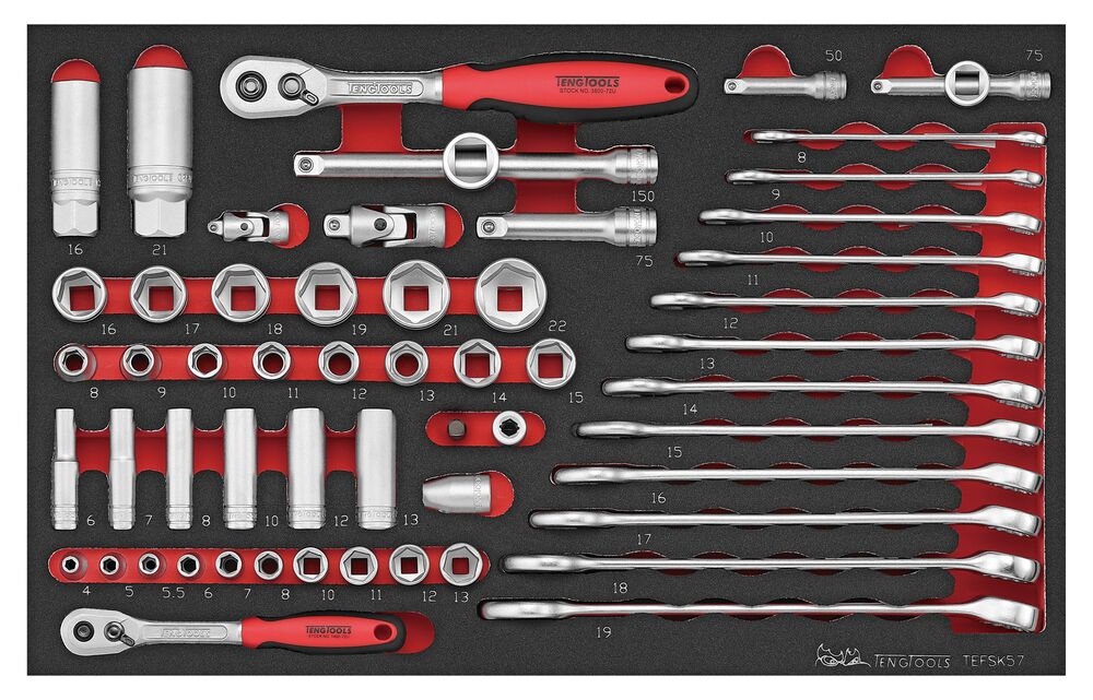Spanner & Socket Set FOAM3 57 Pieces