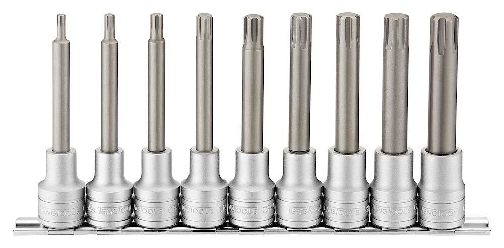 1/2" Long TX Bit Socket Clip Rail Set 9 Pieces | TengTools