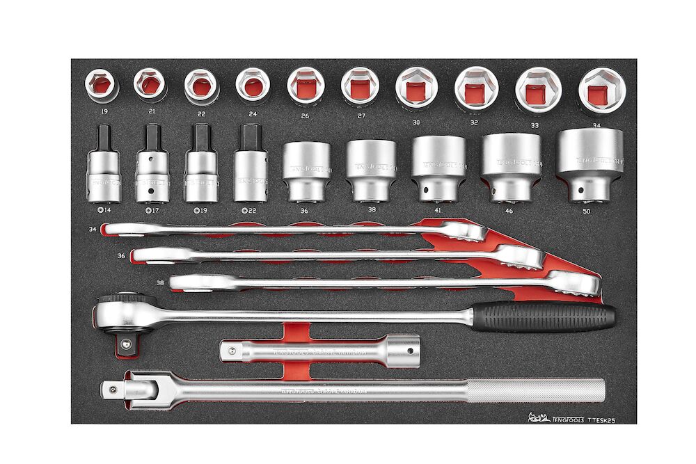 Metric 6-point socket & spanner set FOAM4X4 25 pieces | TengTools