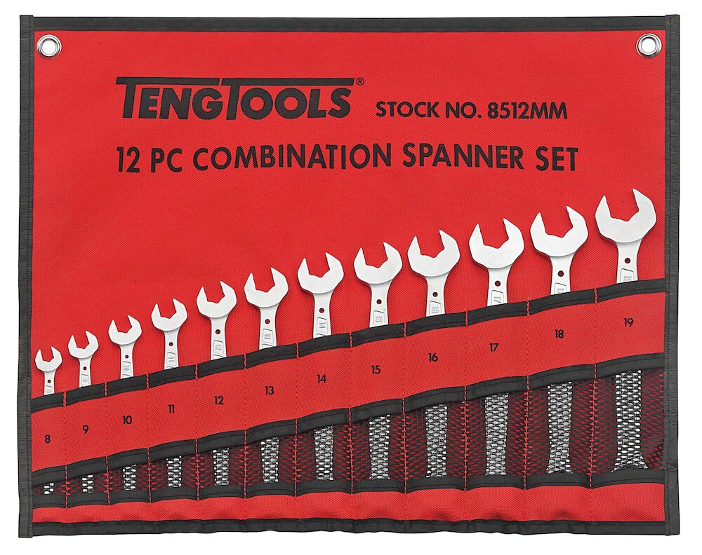 Combination Spanner Set Anti Slip Tool Roll 12 Pieces | TengTools
