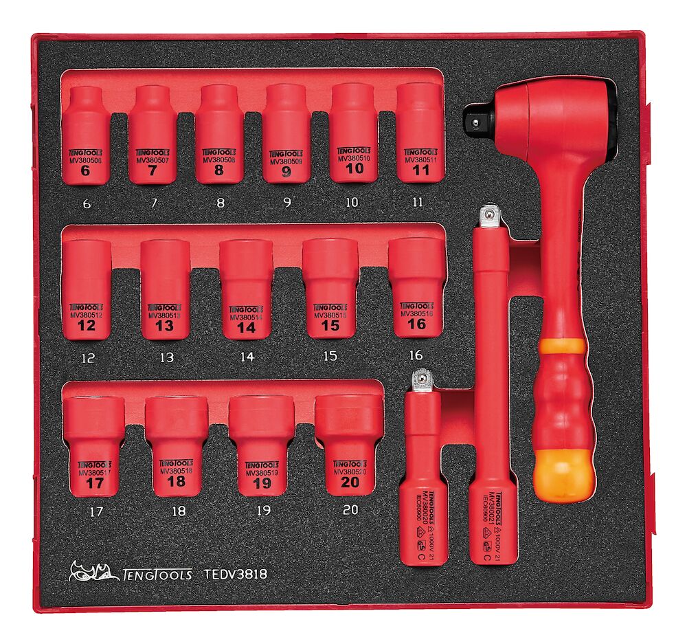 3/8" Insulated Socket Set FOAM2 18 Pieces | TengTools