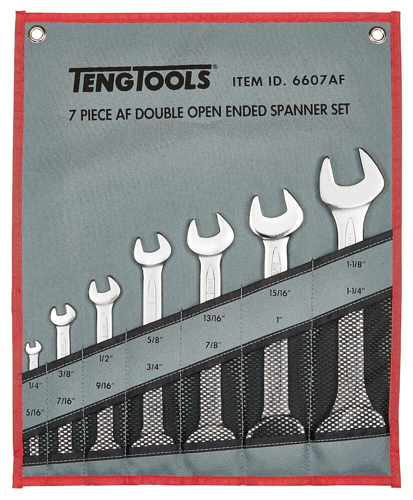 Double Open Ended Spanner Set AF Tool Roll 7 Pieces | TengTools