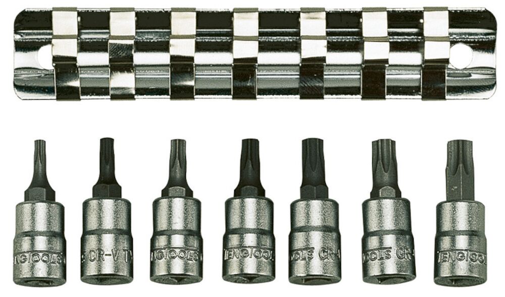 1/4" TX Bit Socket Clip Rail Set 8 Pieces | TengTools