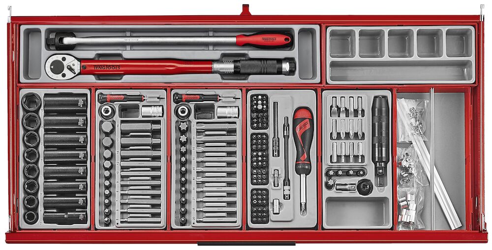 37" PRO35™ roller cabinet tool kit 663 pieces red | TengTools