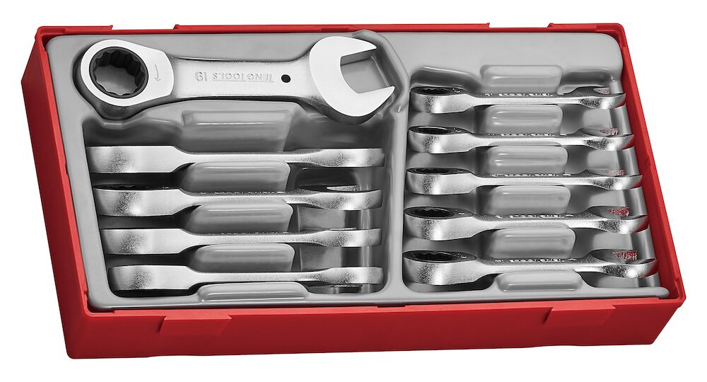 Stubby Ratcheting Combination Spanner Set TT1 10 Pieces | TengTools