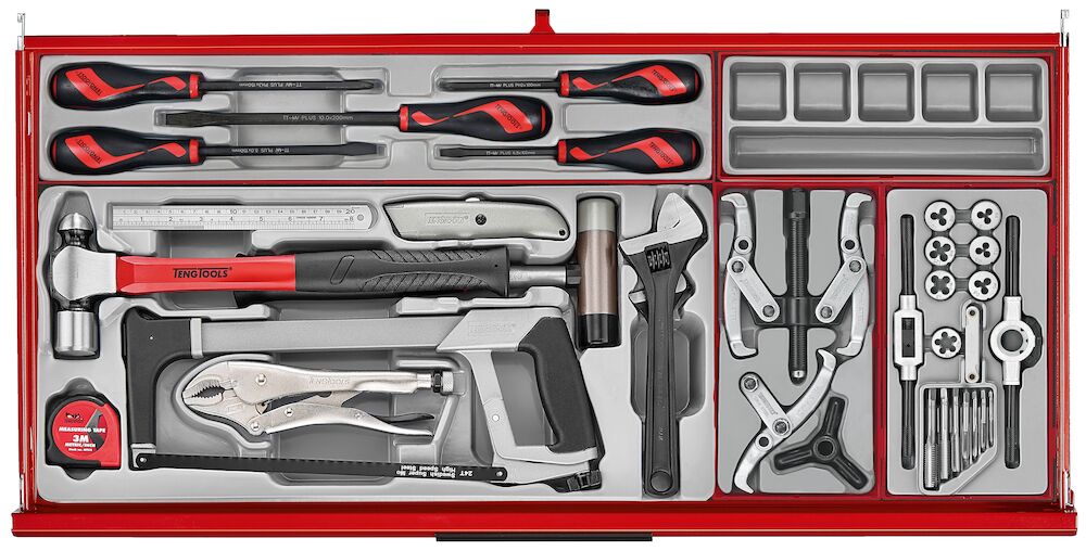 37" PRO35™ roller cabinet tool kit 595 pieces red | TengTools