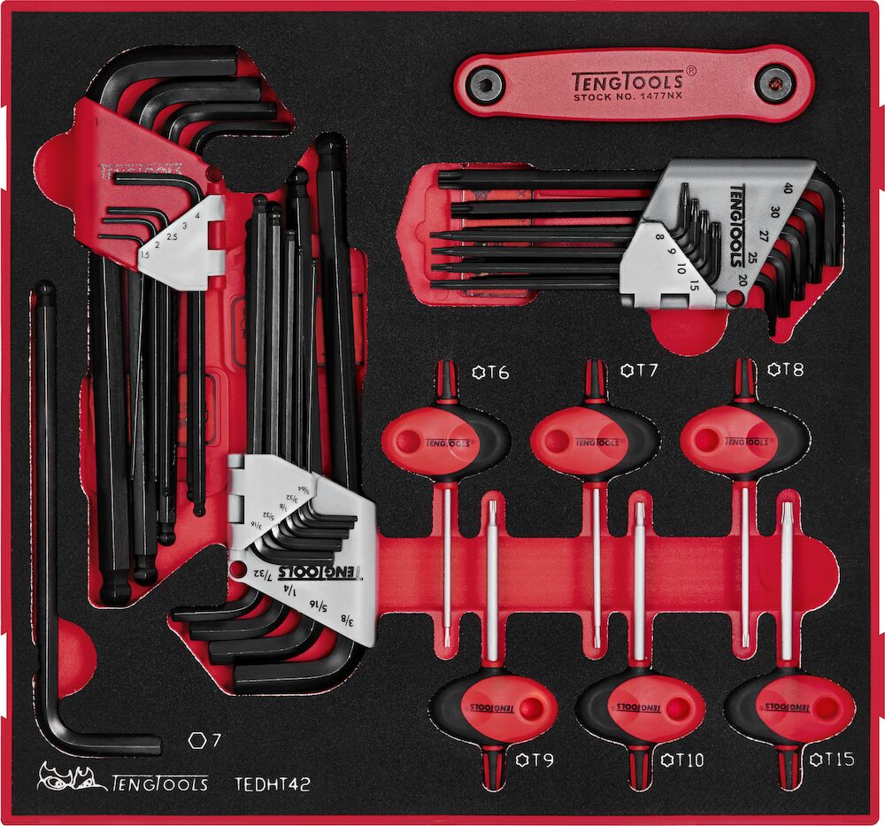 Ball Point Hex & TX Key Set FOAM2 42 Pieces | TengTools