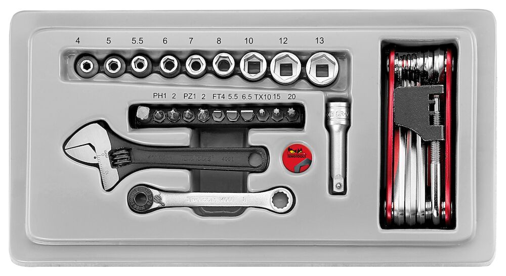 Mini Top Box Tool Kit 35 Pieces Red | TengTools