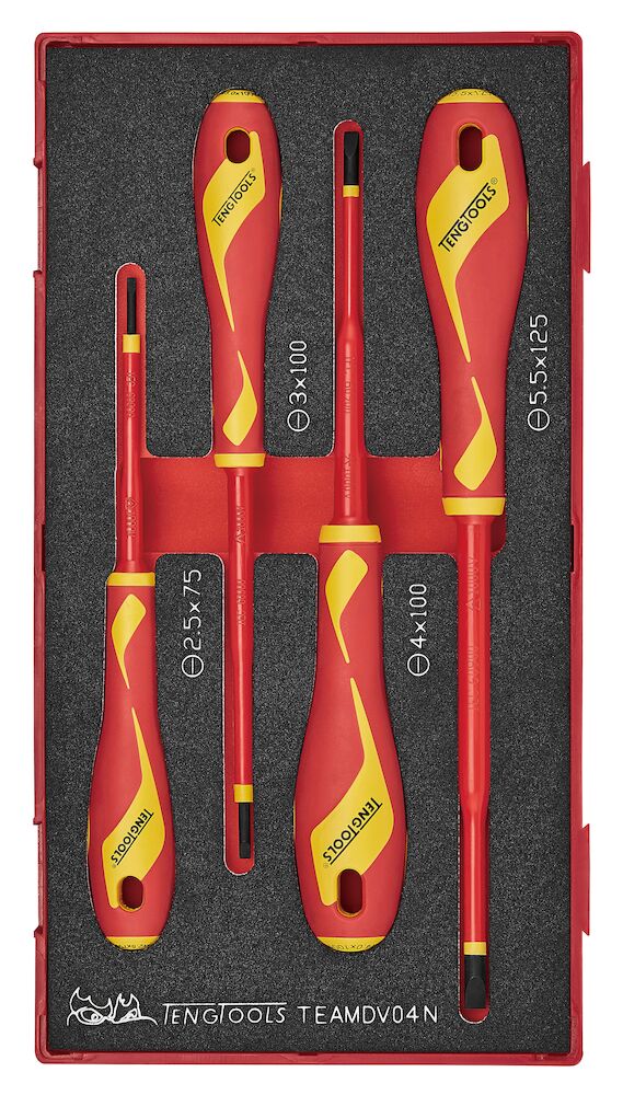 Insulated Screwdriver Set Flat FOAM1 4 Pieces | TengTools