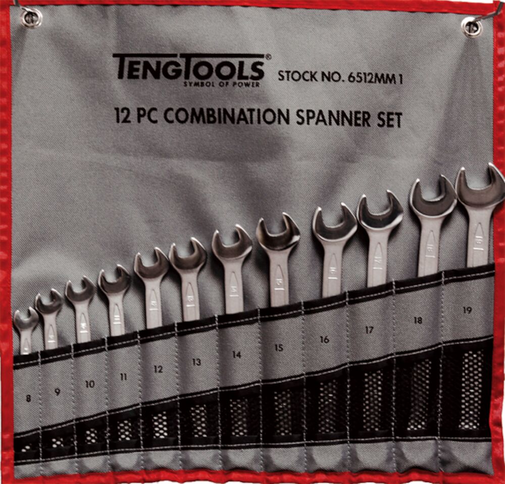 Combination Spanner Set 8-19 mm Tool Roll 12 Pieces | TengTools