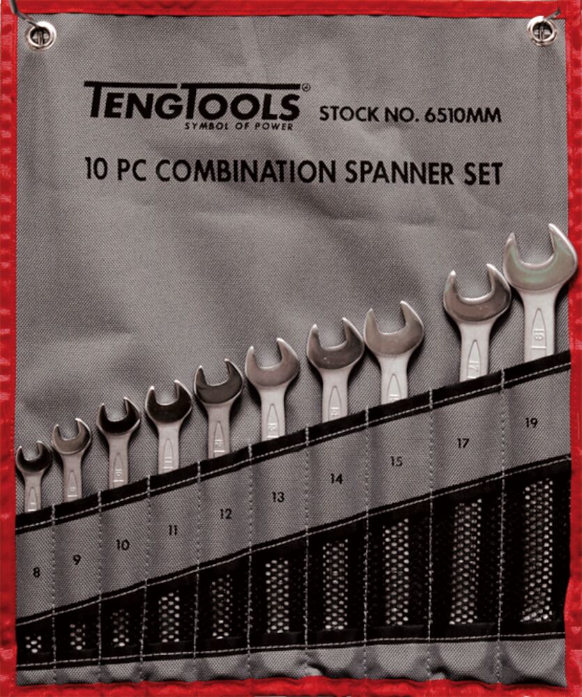 Combination Spanner Set 8-19 mm Tool Roll 10 Pieces | TengTools