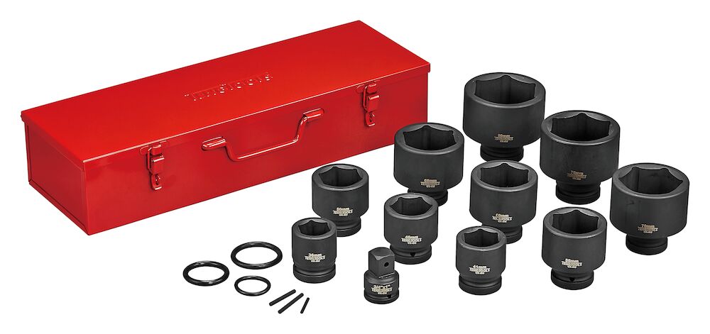 1" Impact Cr-Mo socket set with case DIN 36-80mm | TengTools